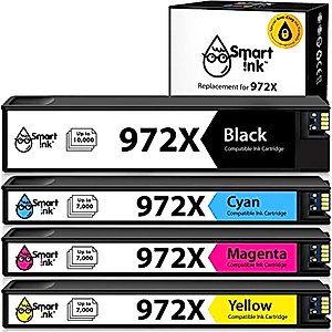Smart Ink Compatible Ink Cartridge Replacement for HP 972X 972 X (4 Pack Combo) to use with PageWide Pro 477dw 577dw 452dw 477dn 452dn 577z 552dw P55250dw Printers (Black & Cyan Magenta Yellow)