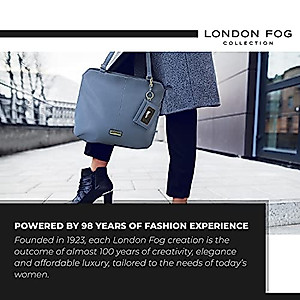 LONDON FOG FLORIANA Satchel for Women, Vegan Leather Shoulder Bag with ID Wallet - Denim