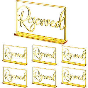 Yalikop 6 Pieces Acrylic Reserved Table Sign Wedding Signs Reserved Signs for Tables Acrylic Standing Reserved Wedding Signs for Wedding Seating Reservation Restaurant Business Office (Gold)