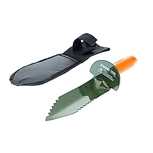 SE Prospector’s Choice Dual Serrated Edge Digger Trowel for Gardening or Gold Prospecting, Includes Carrying Sheath, 12 Inch