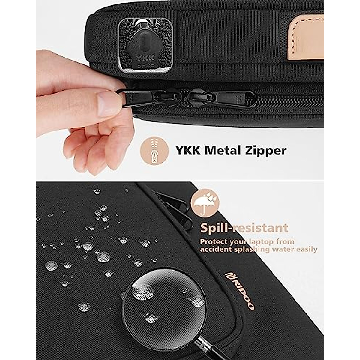 NIDOO Laptop Sleeve 14 inch Protective Handbag Shoulder Bag for 15" Surface Laptop 3 4 5 / ThinkPad P14s T14 L14 E485 / ThinkPad X1 Carbon / 14" Dell Latitude 14 15 / Acer Chromebook Spin 514, Black