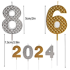 Yiran Silver Waffle Pattern Birthday Candles, Number 10 Candles, Happy 10th Birthday Candle, 3D Design Cake Topper Decorations for Teenagers Pet Birthday Party Cake Anniversary Celebration Supplies