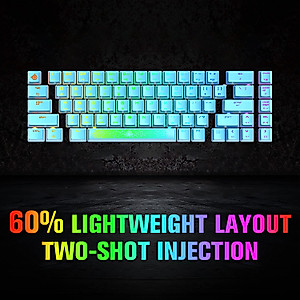 MAGIC-REFINER 60% RGB Mini Mechanical Gaming Keyboard,Portable 68 Keys,Blue Switches,Detachable USB Type-C Cable,TKL Keyboard with Two Keycaps for Windows Gaming PC(Blue)