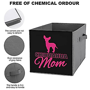 Chihuahua Mom Dog Canvas Collapsible Storage Bins Cube Organizer Baskets with Handles for Home Office Car