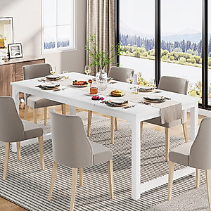 Tribesigns 71"x31.5" Dining Table, Industrial Kitchen Table for 6-8 Person, Rectangular Dinner Table for Dining Room Kitchen Living Room, with Heavy Duty Metal Legs, Rustic Brown