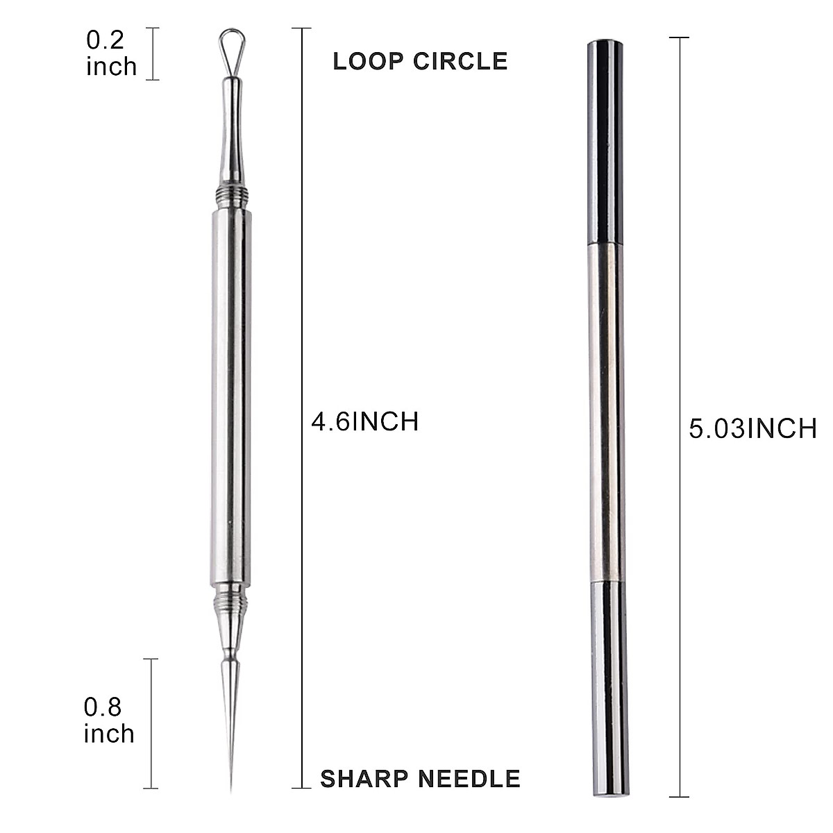 Professional Facial Milia Removal and Whitehead Extractor & Lancet - Double Ended Circle Loop & Sharp Needle Pimple Popper Tool - 2-in-1 Blackhead & Blemish Remover - Zit and Pimple Acne Removal