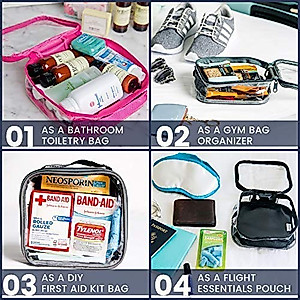 EzPacking Clear TSA Approved 3-1-1 Travel Toiletry Bag for Carry On/Quart Size Transparent Liquids Pouch for Airport Security/Reusable See Through Vinyl & PVC Plastic Organizer Men Women (Gray)