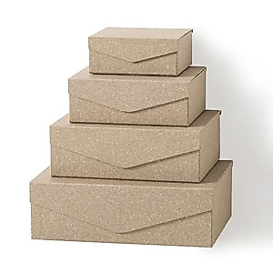 Soul & Lane Kraft Paper Decorative Gift Boxes with Lids and Magnetic Closure (Set of 4): Nesting Rectangle Flip Top Cartons, Stackning Empty Baskets for Gifts, Stylish Mache Packaging Containers
