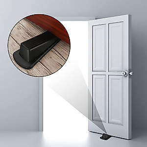 5 Pcs Door Stoppers, Rubber Door Stoppers Wedges, Doorstops, Heavy Duty Door Stops, Black Wedge Door Stoppers for Bottom of Door, on Tile, Concrete, Carpet, Wooden Floor, High 1.3 Inches