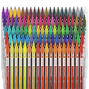 ARTEZA Dual Tip Brush Markers, Set of 100, Art Markers with Fine and Brush Tips, Dual Tip Pens for Adult Coloring, Calligraphy, Sketching, Doodling