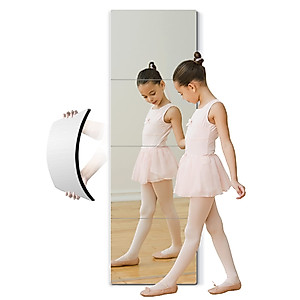 quegau Full Length Mirror for Kids Safety Shatterproof Mirror,Plastic Wall Mirror,Made of Acrylic Plexiglass Mirror,4 Pcs 12"x12",Long Bedroom Door Closet Mirror,Workout for Home Gym Body Mirror