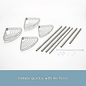 Kenney KN61519 4-Tier Spring Tension Shower Corner Pole Caddy with Razor Holder, Satin Nickel