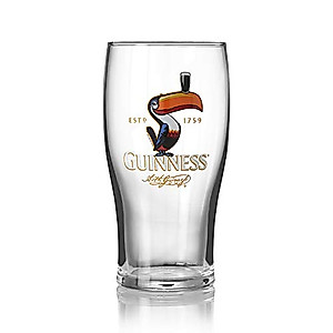 Guinness Toucan Pint Glass, Single Glass | 20oz Pints Drinking Cup | Thick Beer Glasses | Guinness Beer 20 oz Beer Can Glass