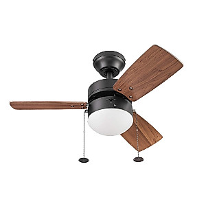 Prominence Home Rawling, 30 Inch Contemporary Indoor LED Ceiling Fan with Light, Pull Chain, Dual Mounting Options, Modern Dual Finish Blades, Reversible Motor - 51587-01 (Bronze)