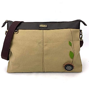 CHALA Canvas Convertible Stripe Work Tote with Chala Key-Fob in Light Olive (Poodle Coin Purse)