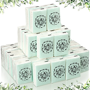Travel Tissues Packs Wedding Facial Tissues Bulk Pocket Tissues Small Tissues Travel Size Faith Hope Love 3 Ply Tissue Packs Wedding Favors for Guests (50 Packs)