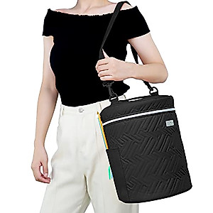 Yarn Bag,Leudes Crochet Tote Knitting Bag Water Resistant Yarn Storage Organizer Holder Case for Crochet Hooks Needles Knitting Kit for Beginners (Black)