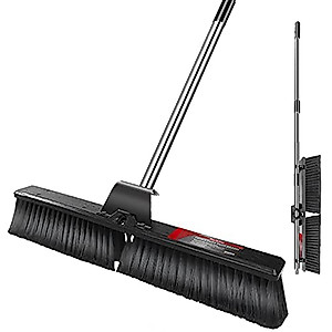 Masthome Commercial Loop-End Dust Mop & 24" Push Broom, Industrial Grade Heavy Duty Floor Mop Outdoor Sweeping Broom, Includes 2 Mop Heads