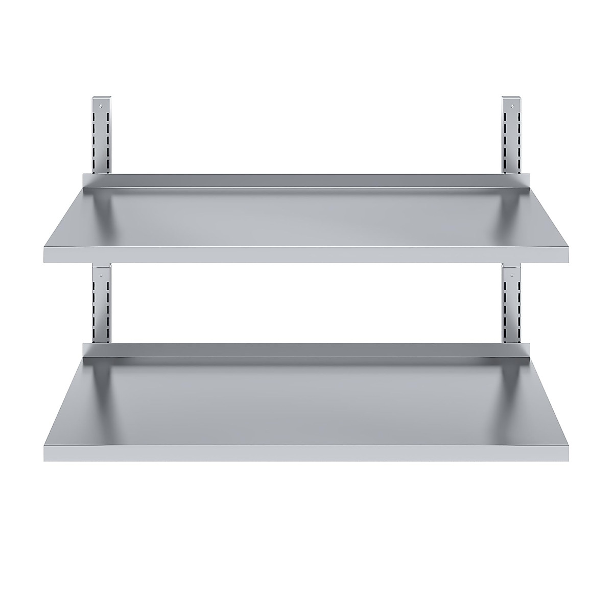 AmGood 16 in. x 48 in. Two-Tier Metal Wall Mount Shelf | Staunless Steel Shelving for Commercial Kitchen, Closet, Garage, Pantry, etc