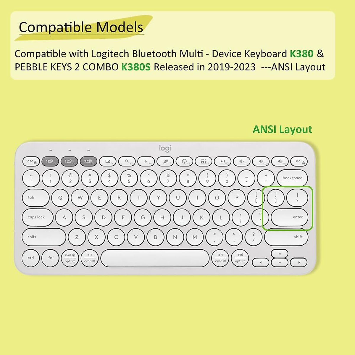 Silicone Keyboard Cover Skin for Logitech K380 & 2023 Pebble Keys 2 K380S Combo for MAC Bluetooth Multi - Device Ultra Thin Protective Keyboard Cover Skin