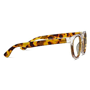 Peepers by PeeperSpecs Women's Olympia Round Blue Light Blocking Reading Glasses, Clear/Tokyo Tortoise, 50 + 3