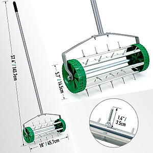 Colwelt Spike Lawn Aerator, Heavy Duty Rolling Lawn Aerator, Garden Yard Rotary Push Lawn Aeration with 49inch Steel Handle