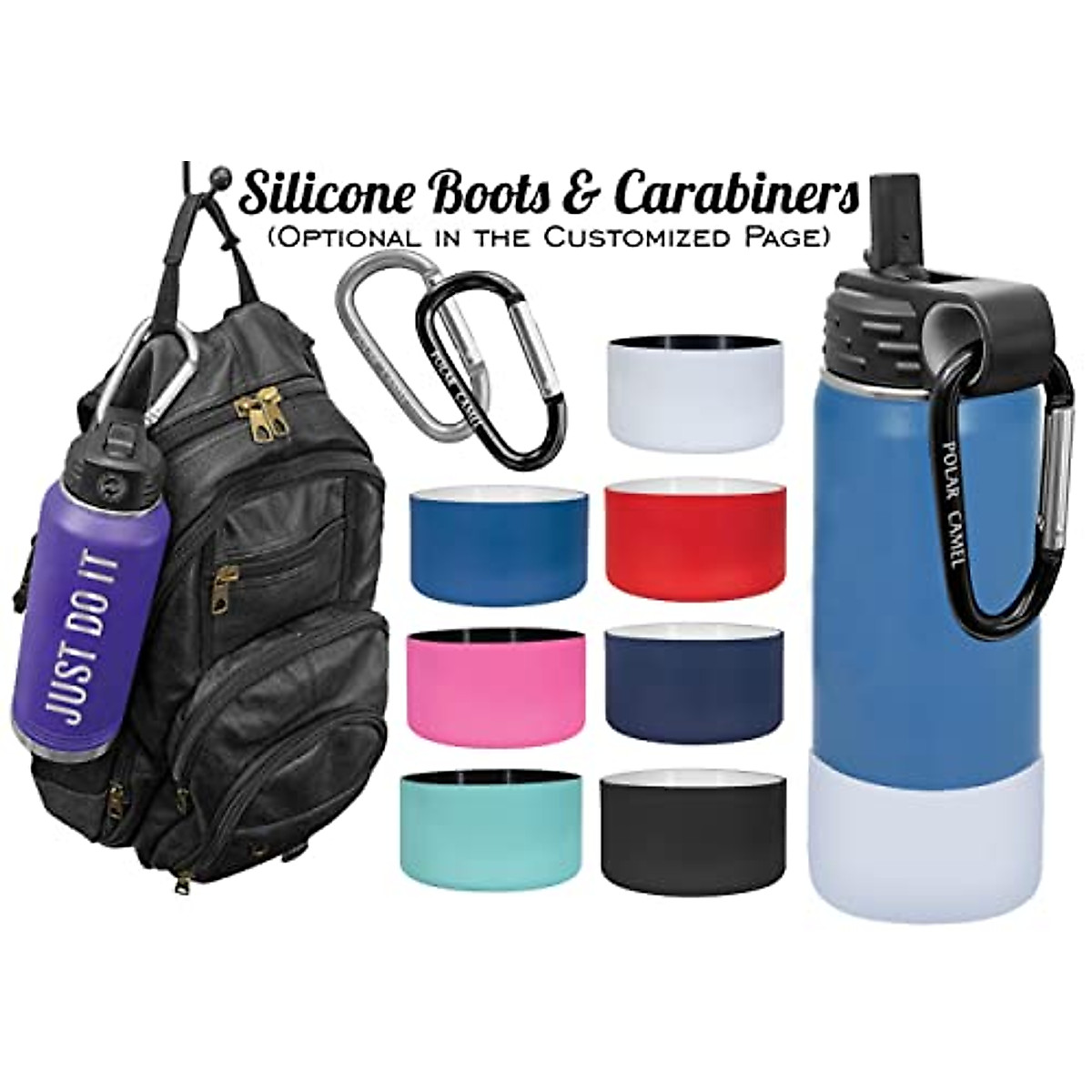 Polar Camel Personalized Water Bottles 32oz with Flip-Top Lid and Straw, Customized Vacuum Insulated Flask, Stainless Steel Sports Double Wall Thermos, Your Logo Name and Text Engraved in USA(Coral)