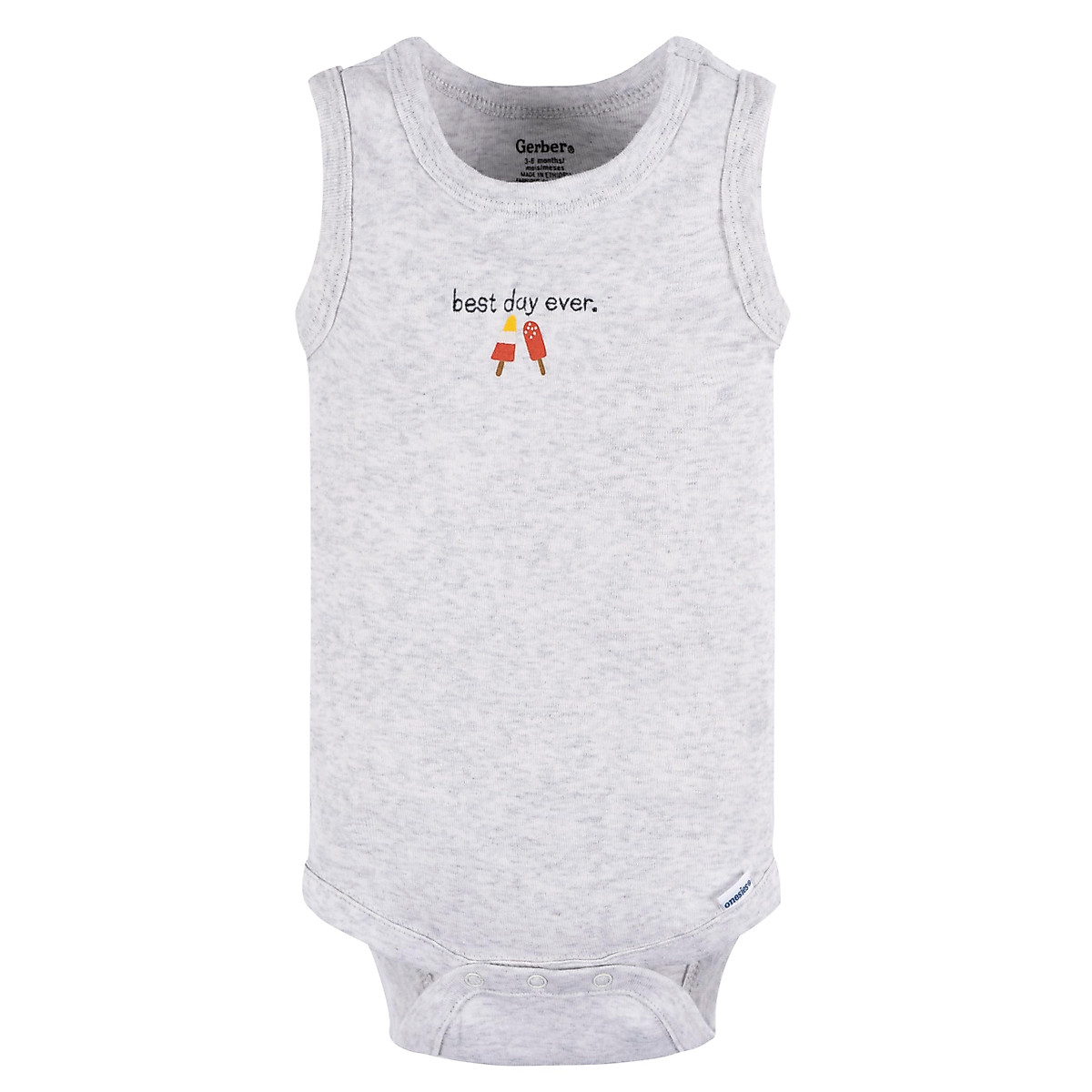 Gerber Baby Boys Multi-Pack Sleeveless Onesies Bodysuit Fun In The Sun Grey 3-6 Months