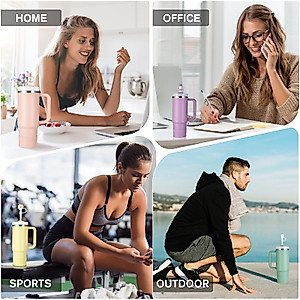 DUNLAGUE 2-Piece Silicone Boot 3-Piece Straw Cover for Stanley Quencher H2.0 20oz 30oz 40oz and IceFlow Flip 20 30oz Tumbler, Exact Color Match Accessories for Stanley Cup