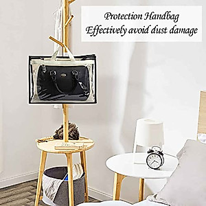Handbag Storage Organizer 2 Pack Dust Cover Bag Transparent Anti-dust Storage Purse Organizer for Closet and Wall Shelf, with Zipper and Handle Space-saving Storage Handbag Organizer (Beige)