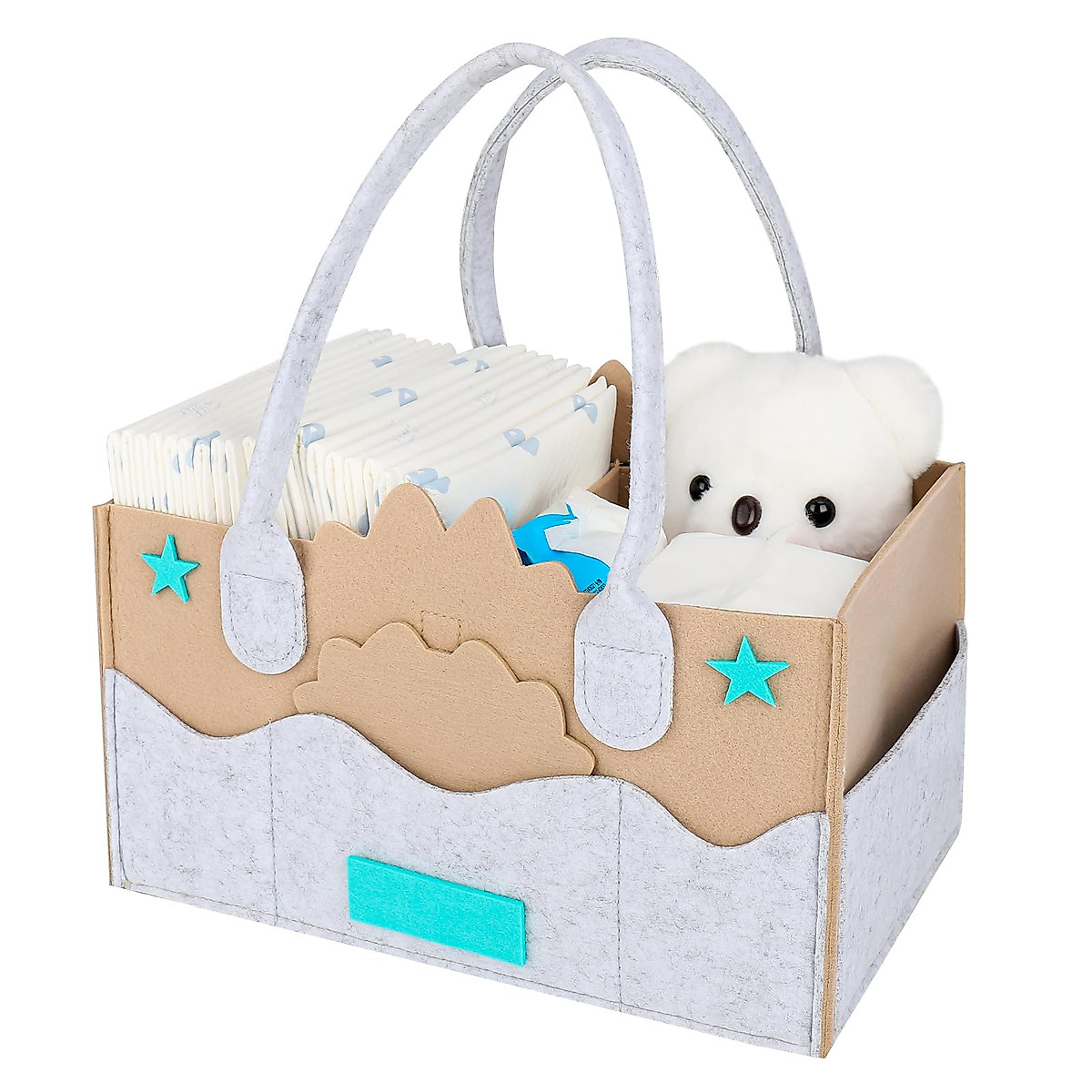 CONDRA FIELD Diaper Caddy Organizer, Nursery Storage Basket for Baby,Portable Diaper Holder for Changing Table and Car,Newborn Essentials Boy Girl Shower Gift Basket.