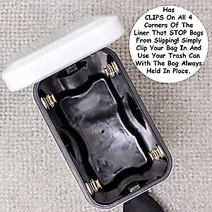 Soft Close, Slim Trash Can 2.6 Gallon with Anti - Bag Slip Liner and Lid, Use as Mini Garbage Basket, Slim Dust Bin, or Decor in Bathroom, Restroom, Kitchen, or Bedroom (10L / 2.6 Gallon, Shiny White)