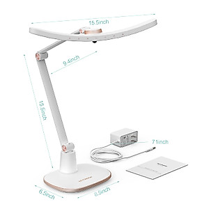 BEYONDOP e-Reading LED Desk Lamp with Monitor Sensor, Touch Table Lamp for Home Office, Eye-Caring Reading Lamp for Working Studying, Auto-Dimming Swing Arm Desk Lamp for Engineers Designers Gaming