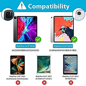 ProCase Rugged Case for iPad Pro 12.9 2020 2018 [Support Apple Pencil 2 Charging], Heavy Duty Kickstand Protective Cover for iPad Pro 12.9" 4th Generation 2020 / 3rd Gen 2019 -Black