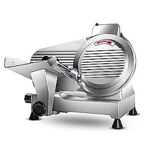 Zomagas Meat Slicer Machine,10 inch Commercial Meat Slicer, 240W Frozen Meat Cheese Deli Slicer,Premium Chromium-plated Steel Blade Semi-Auto Foody Slicer for Commercial and Home Use,Low Noises