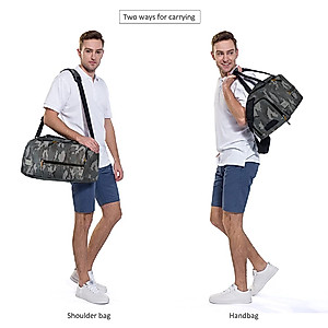 MarsBro Water Resistant Sports Gym Travel Weekender Duffel Bag with Shoe Compartment (camouflage)