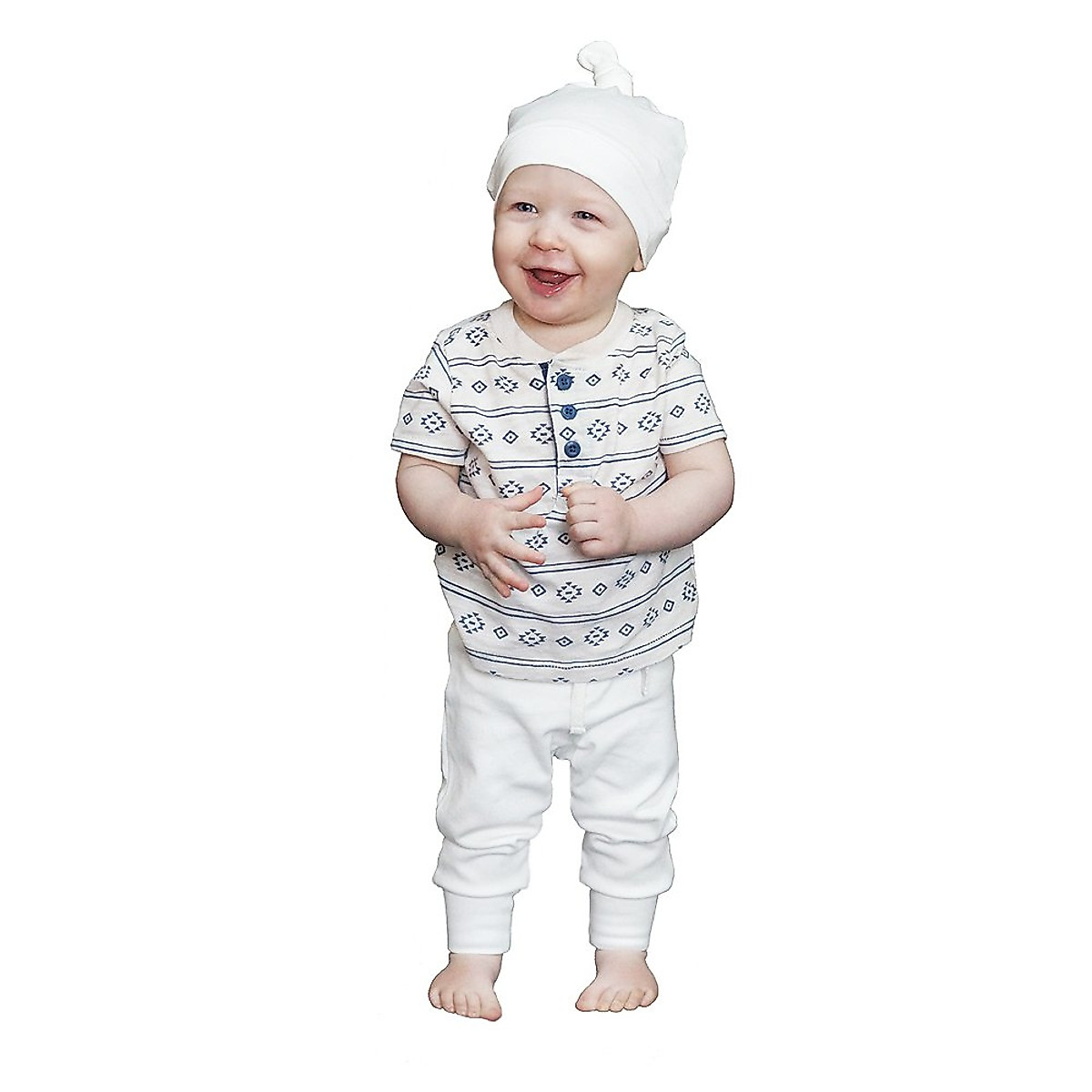 Owlivia Baby Organic Knot Hat, Newborn Hospital Baby Beanies, Unisex Infant Cap (Newborn, Off-White)