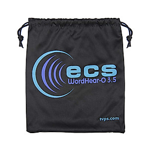 ECS WordHear-O 3.5mm transcription headset, in-line volume control, under chin, 10' cord with clothing clip, 3 extra pair extra of ear sponges, computer and transcribing headphones