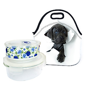 VIPbuy Waterproof 3D Labrador Retriever Dog Design Thermal Insulated Neoprene Lunch Bag Tote for Men Women Work Outdoor