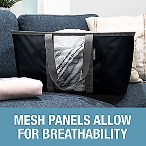 CleverMade Collapsible Fabric Laundry Basket - Foldable Pop-Up Bin - Space Saving Clothes Hamper Tote with Carry Handles & Divider, 2 Pack, Black/Charcoal