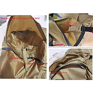 Ultralight 4 Person Tipi Hot Tent with Fire Retardant Stove Jack for Flue Pipes with 2 Doors Height 7.2FT