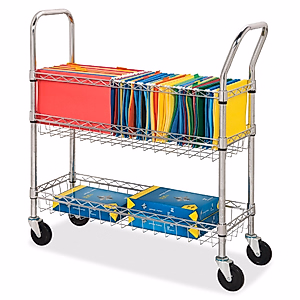 Lorell Wire Mail Cart, Chrome