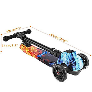 WeSkate Scooters for Kids, Foldable Scooter for Toddlers Girls & Boys, LED Lights Up 3 Wheels Scooter Adjustable Height, Lean to Steer, Great Gifts for Children Ages 3-12