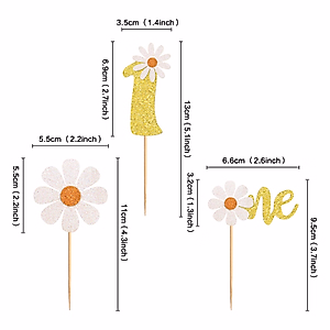 Keaziu 24 Pack Daisy One Cupcake Toppers For 1st Birthday Daisy Birthday Party Decor Boho Groovy Daisy First Birthday One Year Old Baby Shower Hippie Party Favors Supplies 1-1