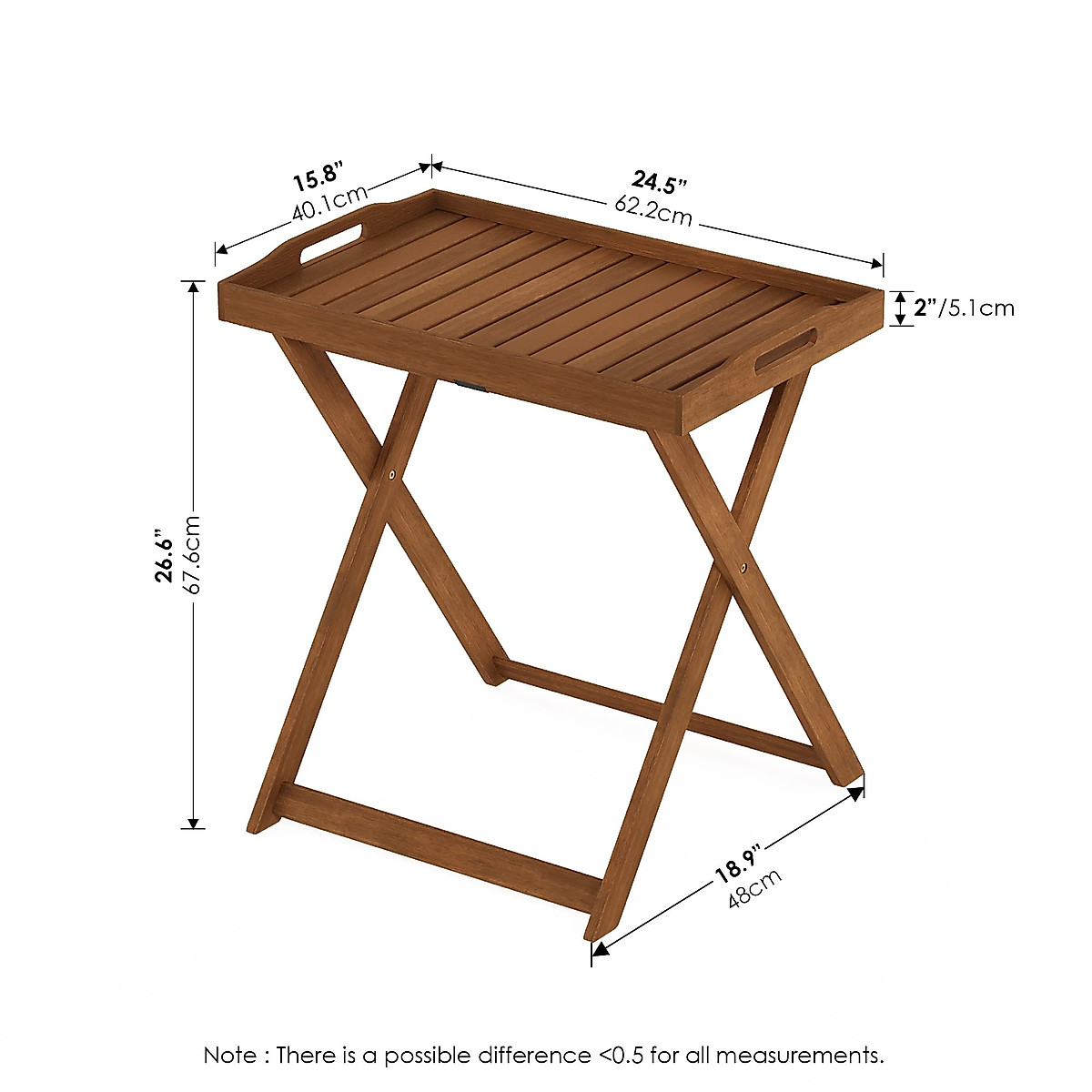 Furinno FG19557 Tioman Outdoor Hardwood Tray Table Large, Natural