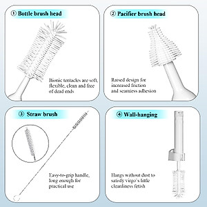 Electric Baby Bottle Brush, Rechargeable Cleaning Brush with Waterproof and Wall-Mounted Design, Silicone Bottle/Pacifier/Straw Brush, 360° Rotating Cleaning, for New Mom (White)