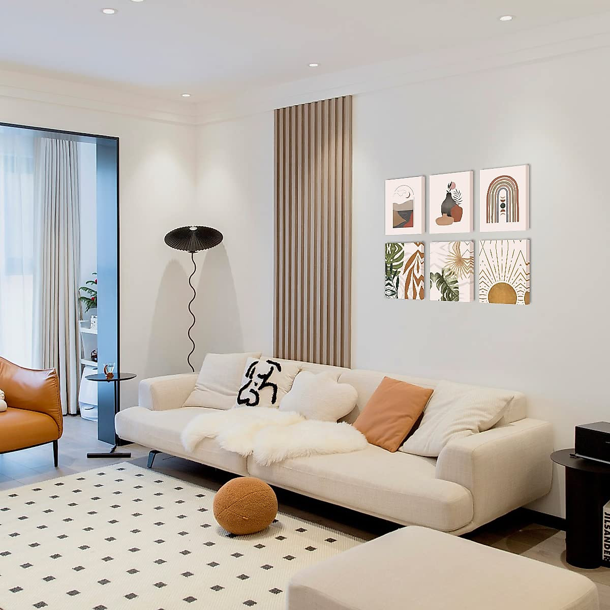 CHDITB Mid Century Modern Decor Wall Art, Minimalist Boho Wall Art Prints, Modern Aesthetic Canvas Wall Art For Bedroom Neutral Abstract Geometric Vase Painting For Gallery Living Room Bathroom Set Of 6 (12”x16”)