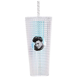 Spoontiques - Diamond Tumbler - Textured Cup with Straw - Double Wall Insulated and BPA Free - 20 oz - Elvis