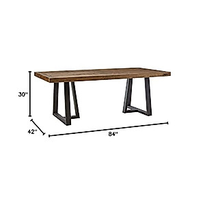Alpine Furniture Prairie Dining Table, 84" W x 42" D x 30" H, Reclaimed Natural and Black Finish