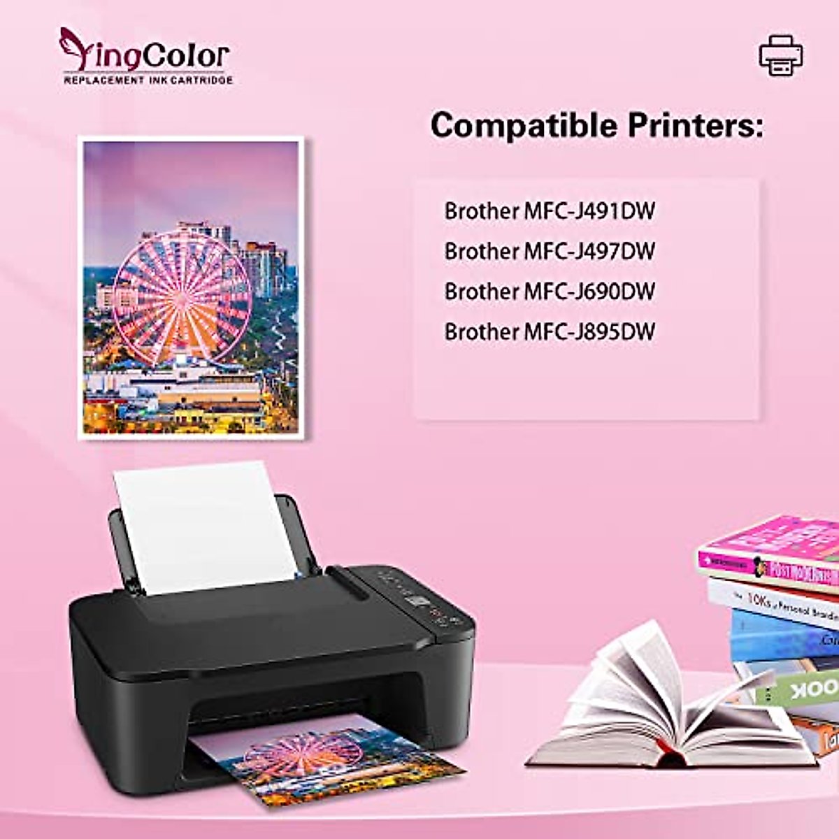 YingColor Compatible LC3013 Ink Cartridge BK/C/M/Y Replacement for Brother LC3013 Use for Brother MFC-J895DW MFC-J497DW MFC-J491DW MFC-J690DW Printer (3BK, 1C, 1M, 1Y, 6PK)